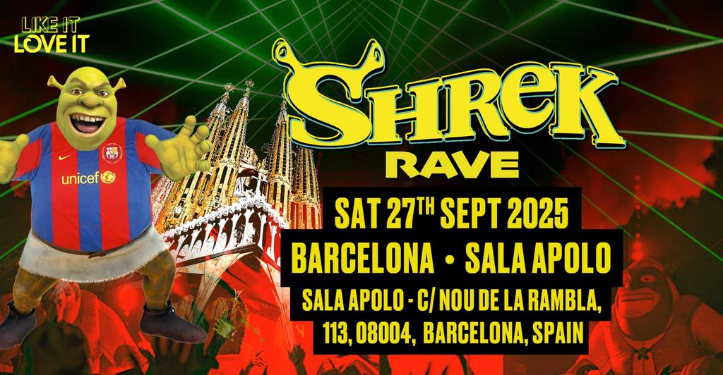 Shrek Rave Is Coming To Barcelona! tickets para sábado, 27 sept | SHREK ...