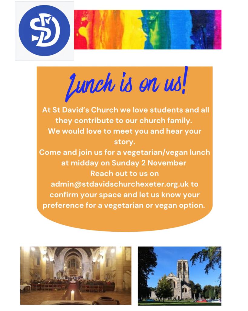 Free Student Lunch at St David’s Church tickets on Sunday 2 Nov ...
