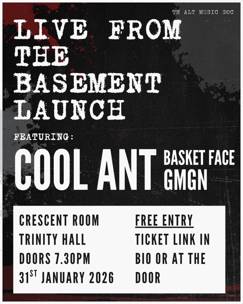 Live From the Basement Launch tickets on Saturday 31 Jan | Trinity Hall ...